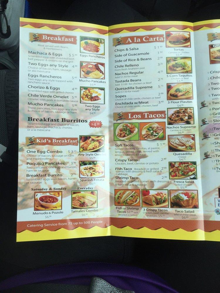 Menu at Taco Roco restaurant, Buellton, 245 Ave of Flags