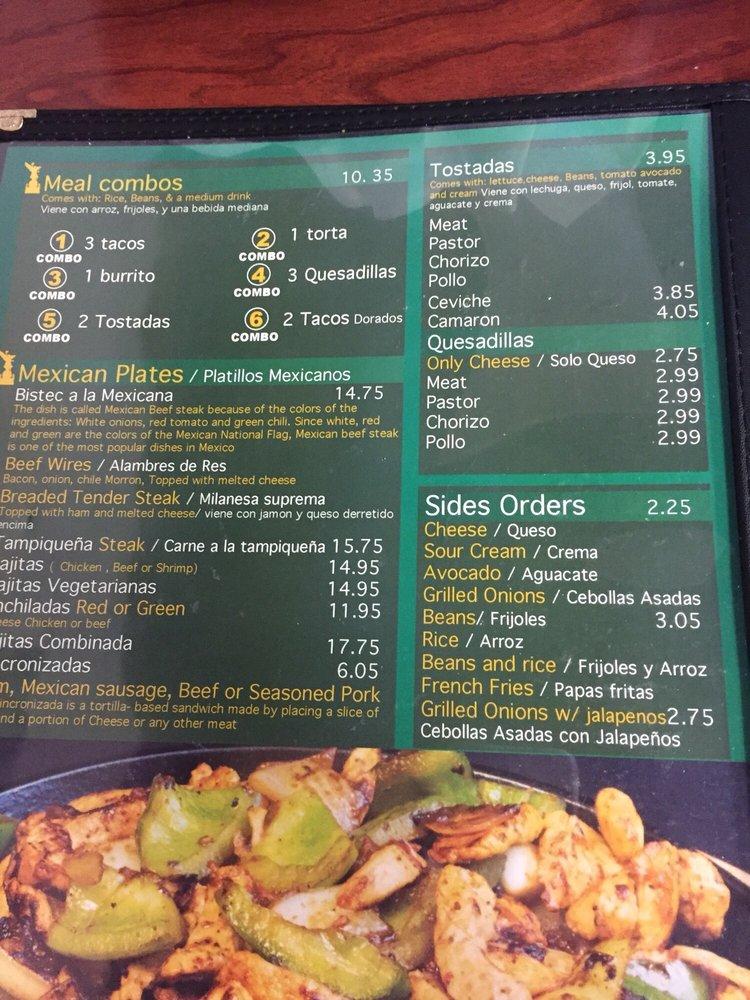 Menu at Taqueria El Sazon restaurant, Batavia