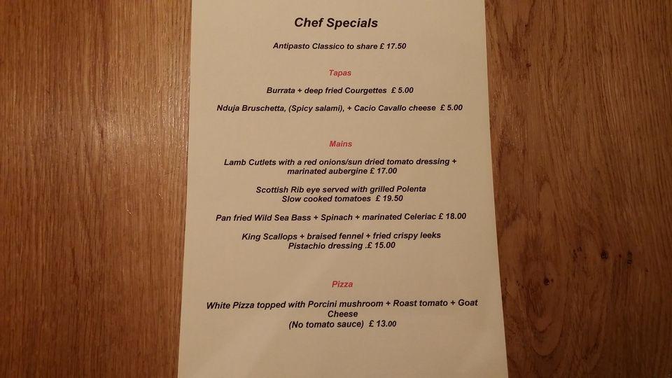 Menu at The Red Pepper restaurant, London, 8 Formosa St