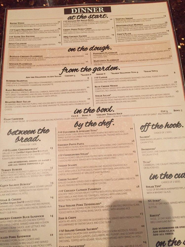 Menu at 110 Grill Braintree pub & bar, Braintree