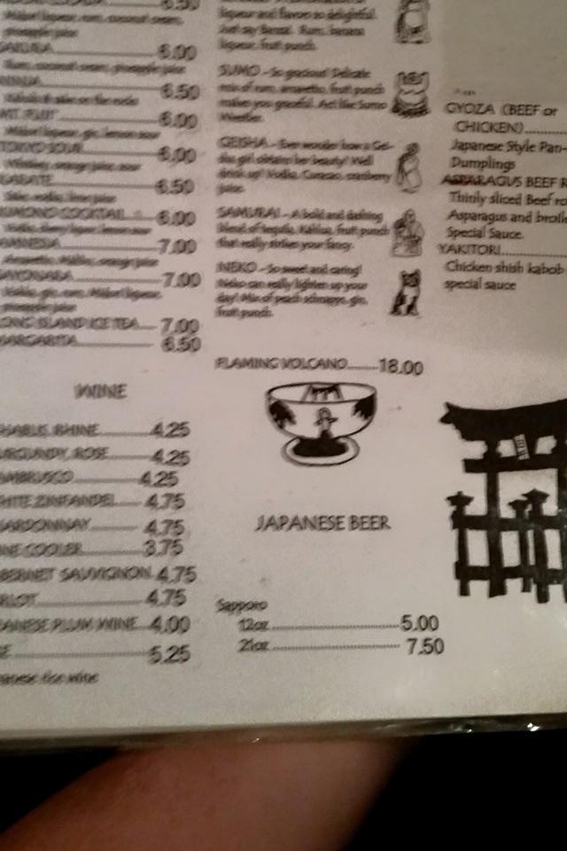 Menu at Kiku Of Tokyo INC restaurant, Sheboygan