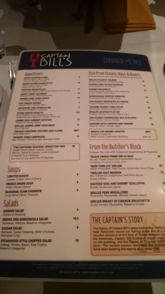 Menu at Captain Bills Restaurant & Catering, Bay Shore