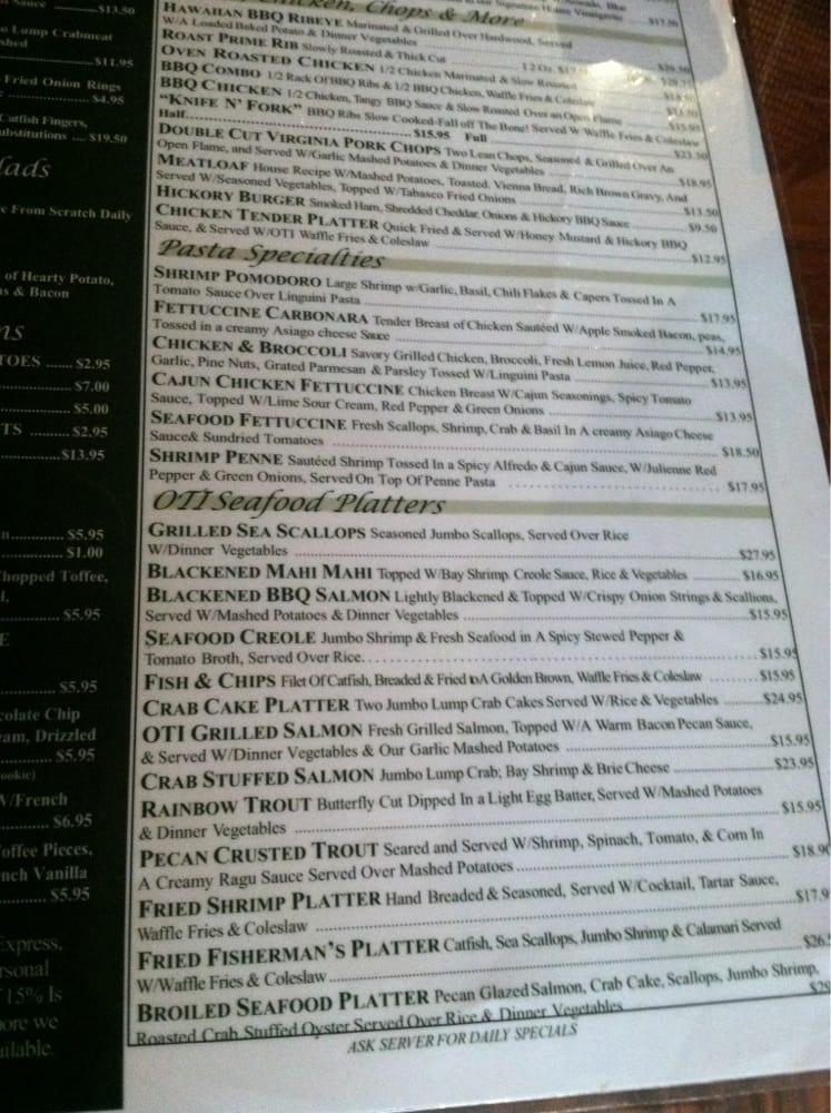 Menu at Olde Towne Inn restaurant, Upper Marlboro