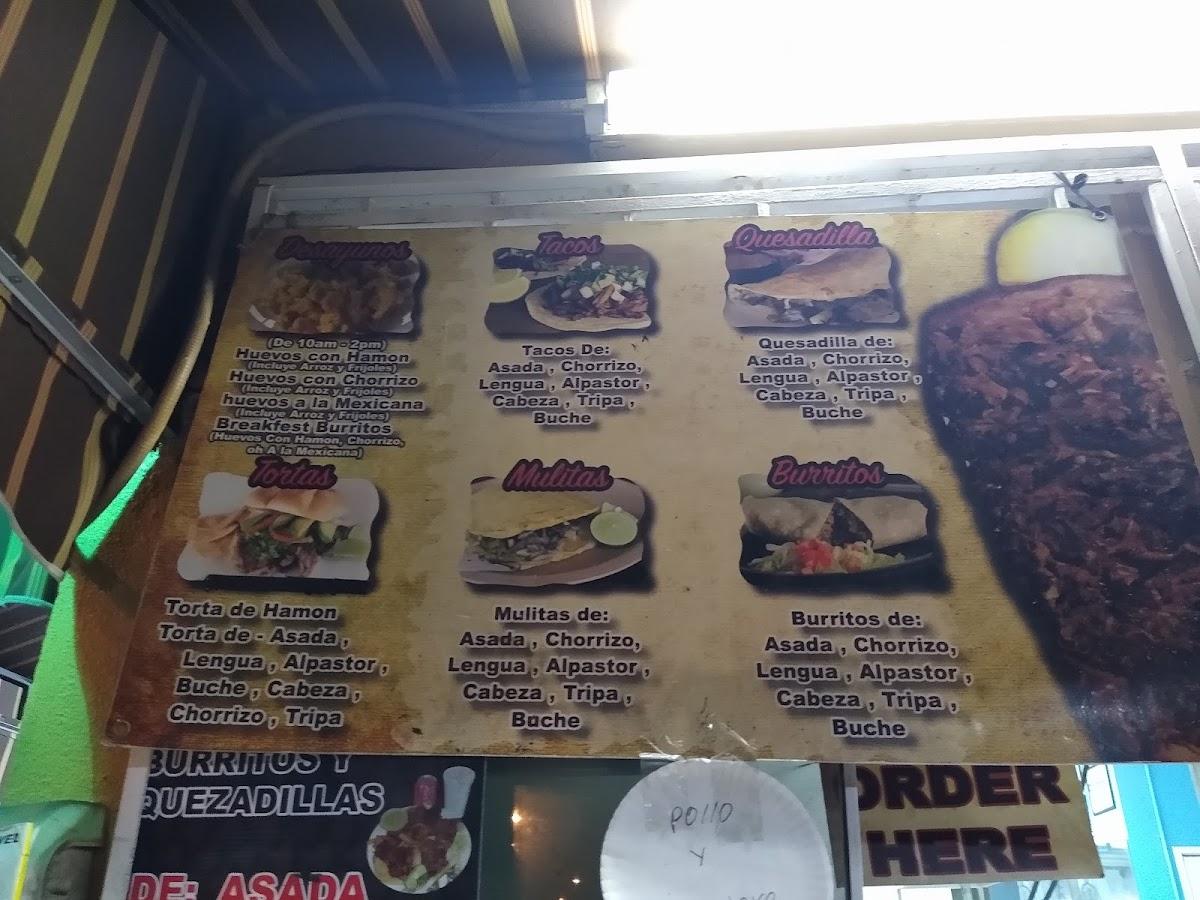 Menu at Taqueria El Bebe restaurant, Bell