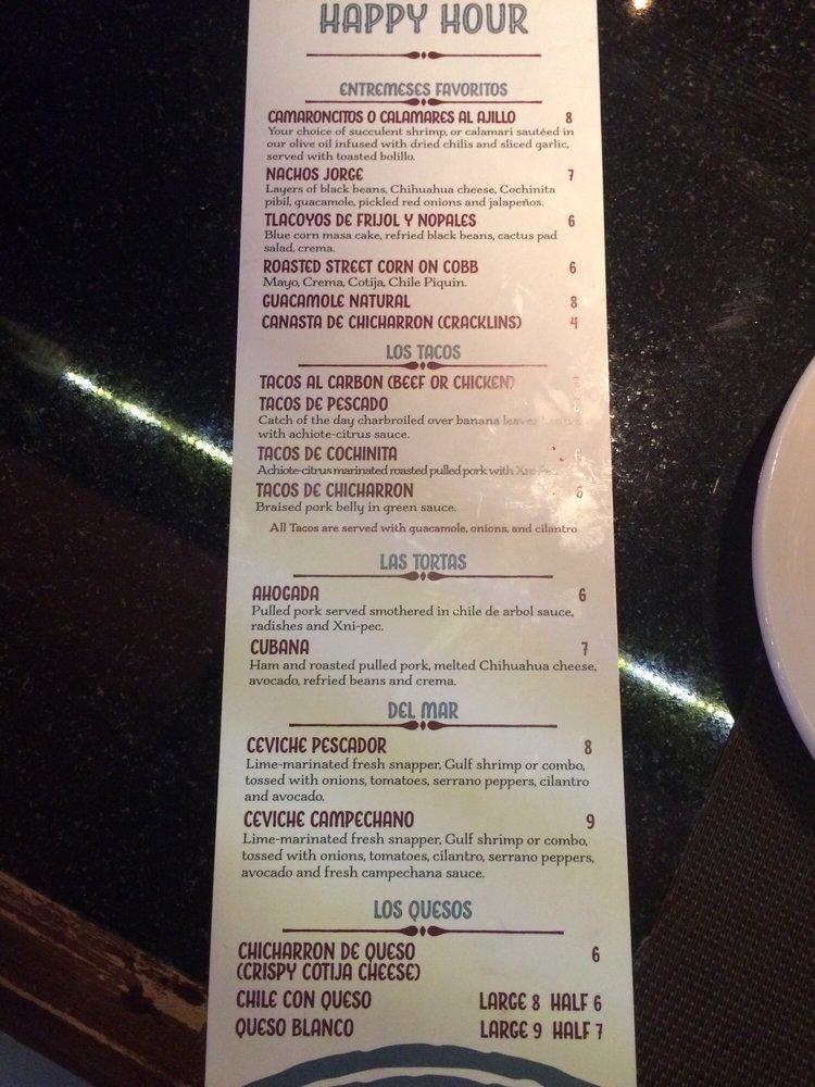 Menu at Arnaldo Richards' Picos Restaurant, Houston