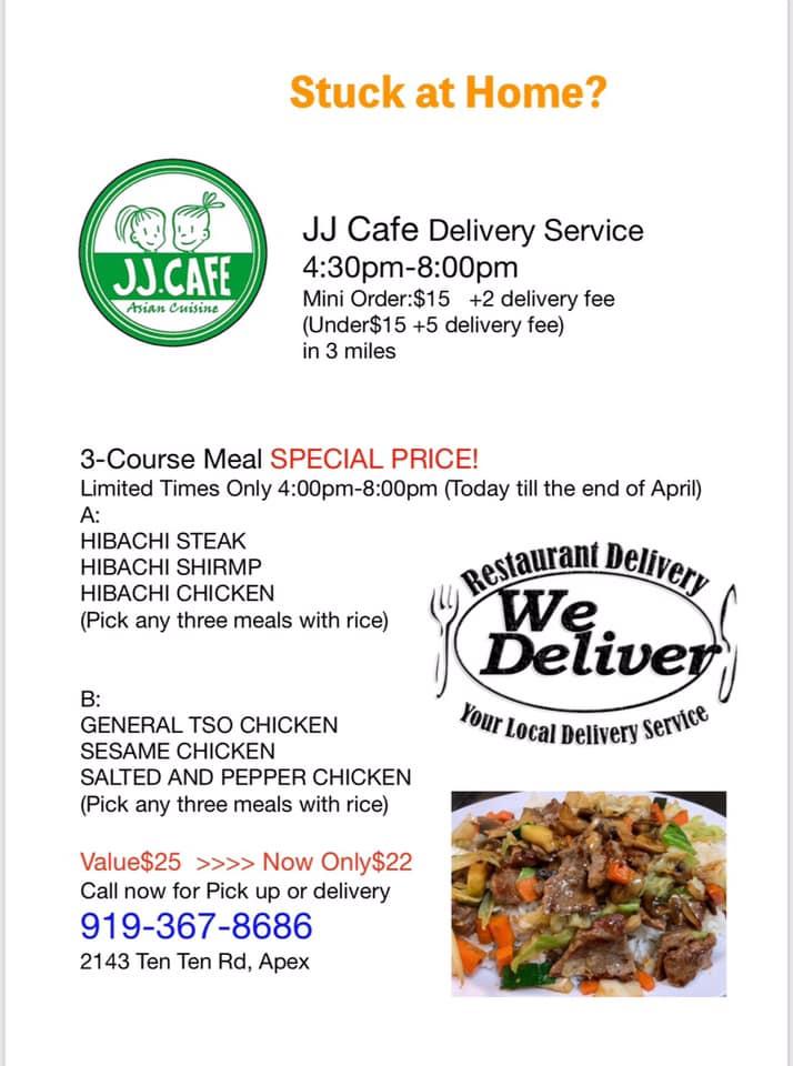 Carta de JJ Cafe, Apex, Ten Ten Rd