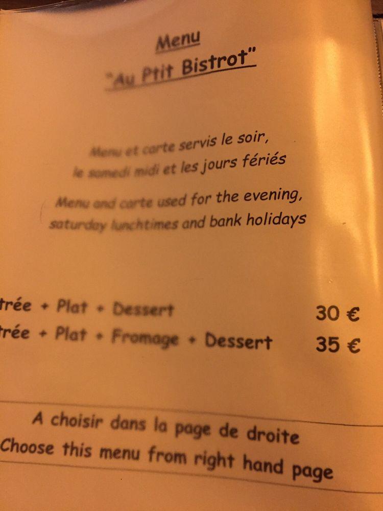 Menu at L'Alcôve restaurant, Bayeux