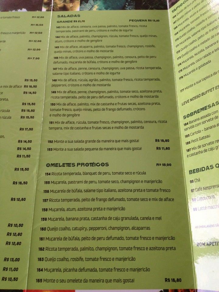 Menu at Maori restaurant, Brasília