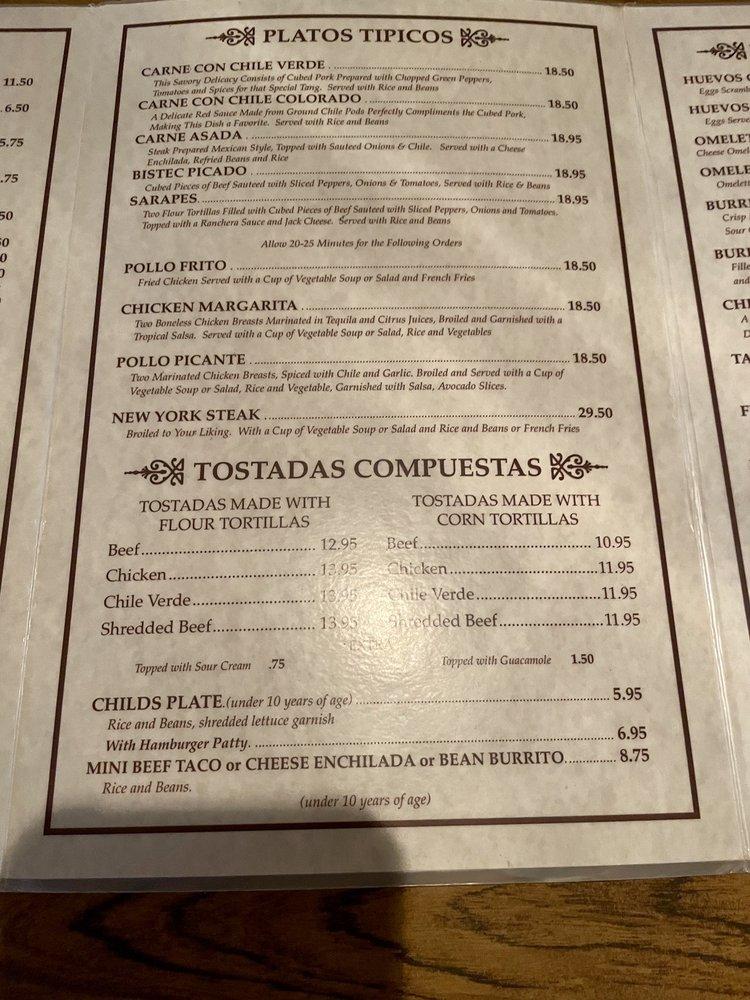 Menu at Mexicali Restaurants, Bakersfield, 631 18th St