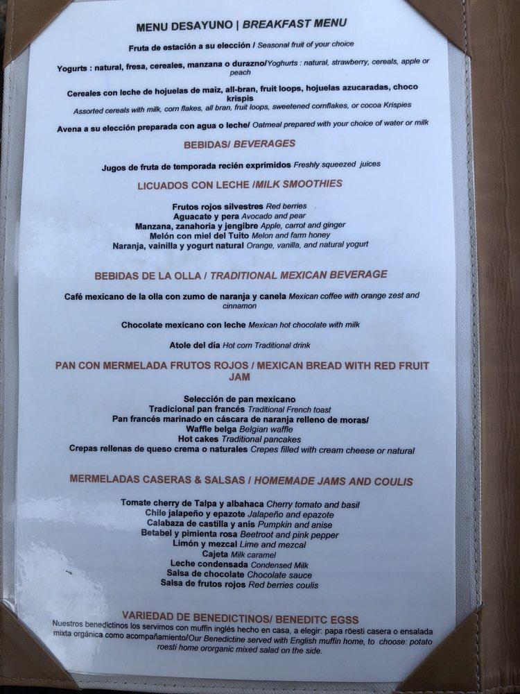 Menu at Blaze restaurant, Puerto Vallarta