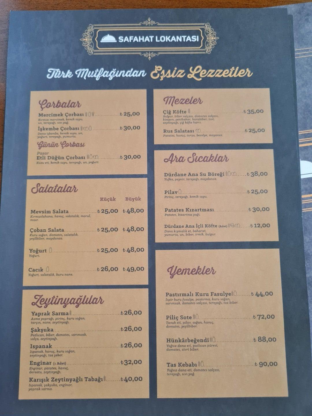 Menu at Safahat Lokantası, Bursa, Özdilek Bursa Avm