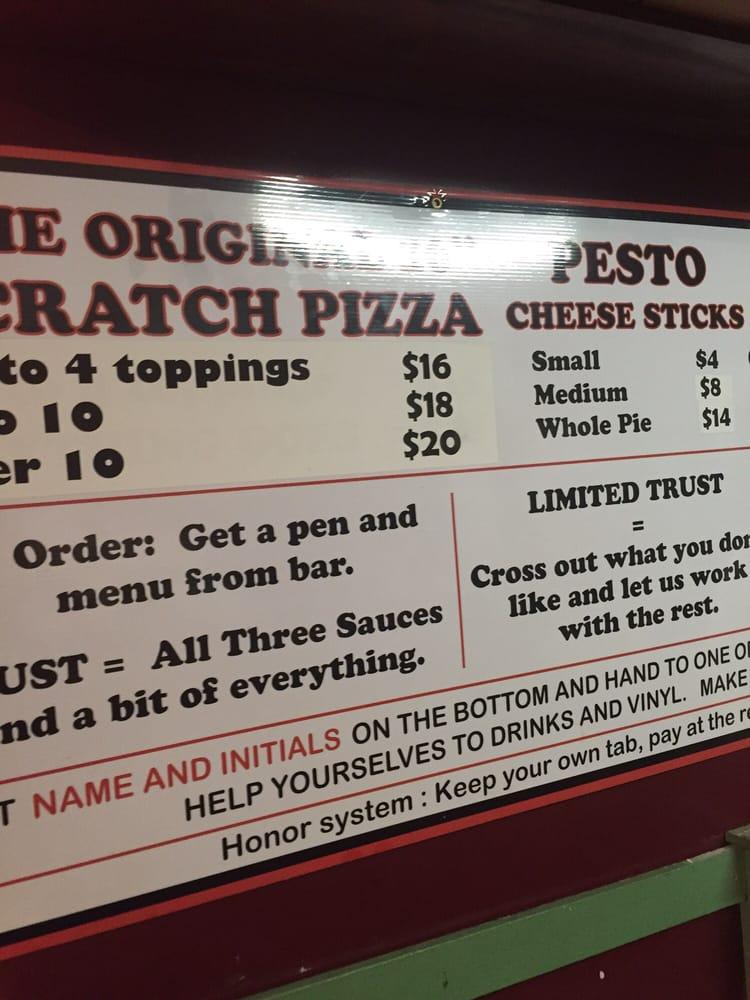 Carta de pizzería Scratch Brick Oven, Johnson City