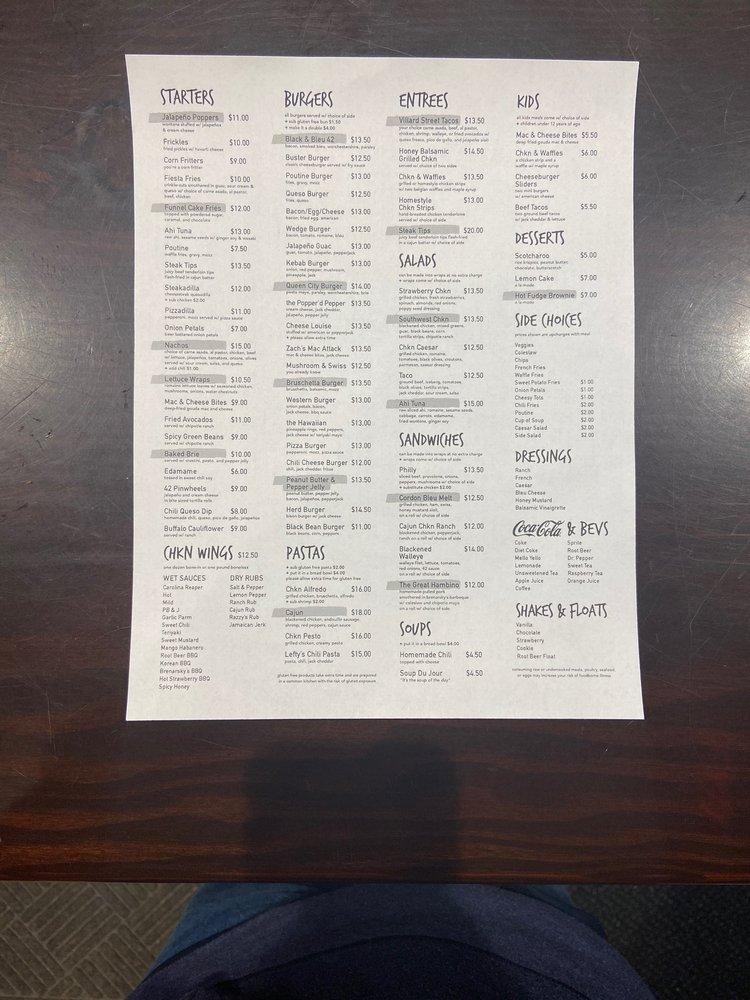 Menu at Blue 42 Sports Grille & Bar, Dickinson