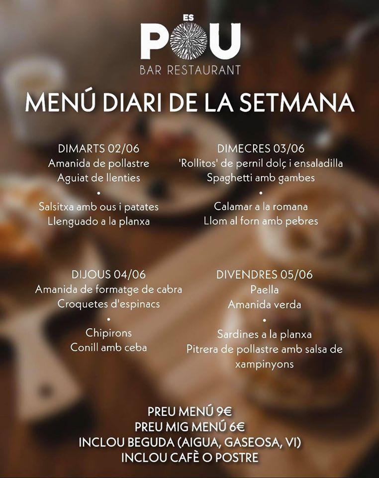 Carta del restaurante ES POU, Lloret del Vista Alegre