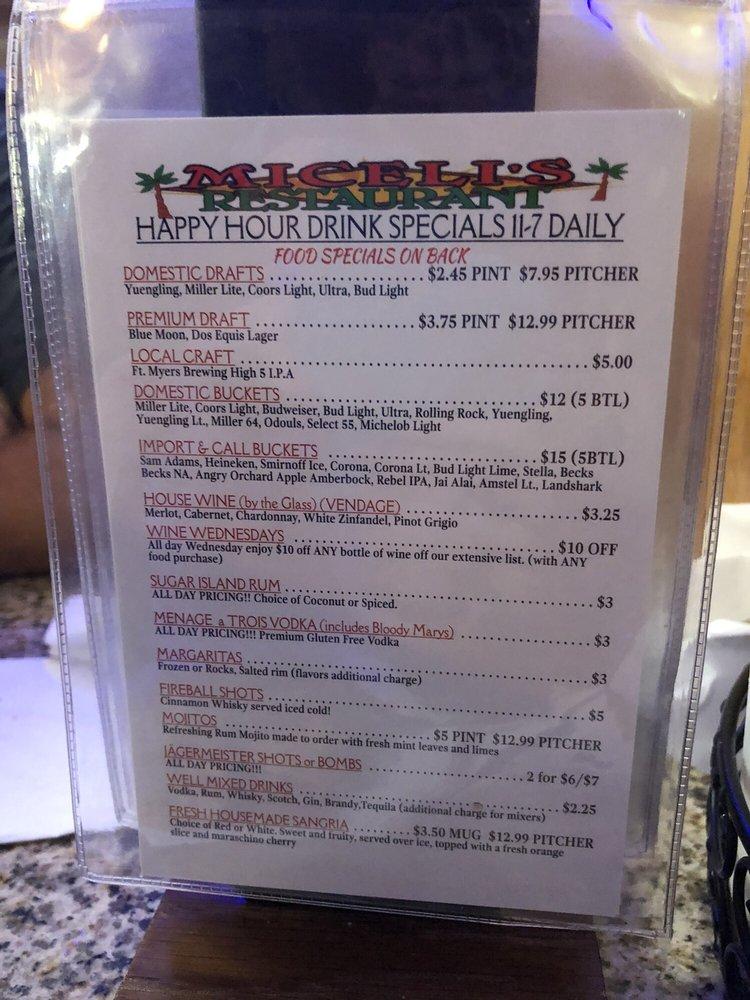 Menu at Miceli's Restaurant, Matlacha
