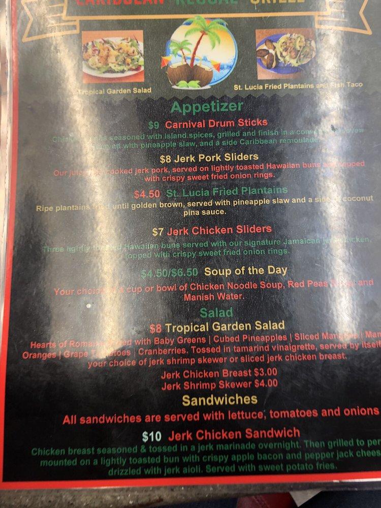 Menu at Reggae Grille restaurant, Destin