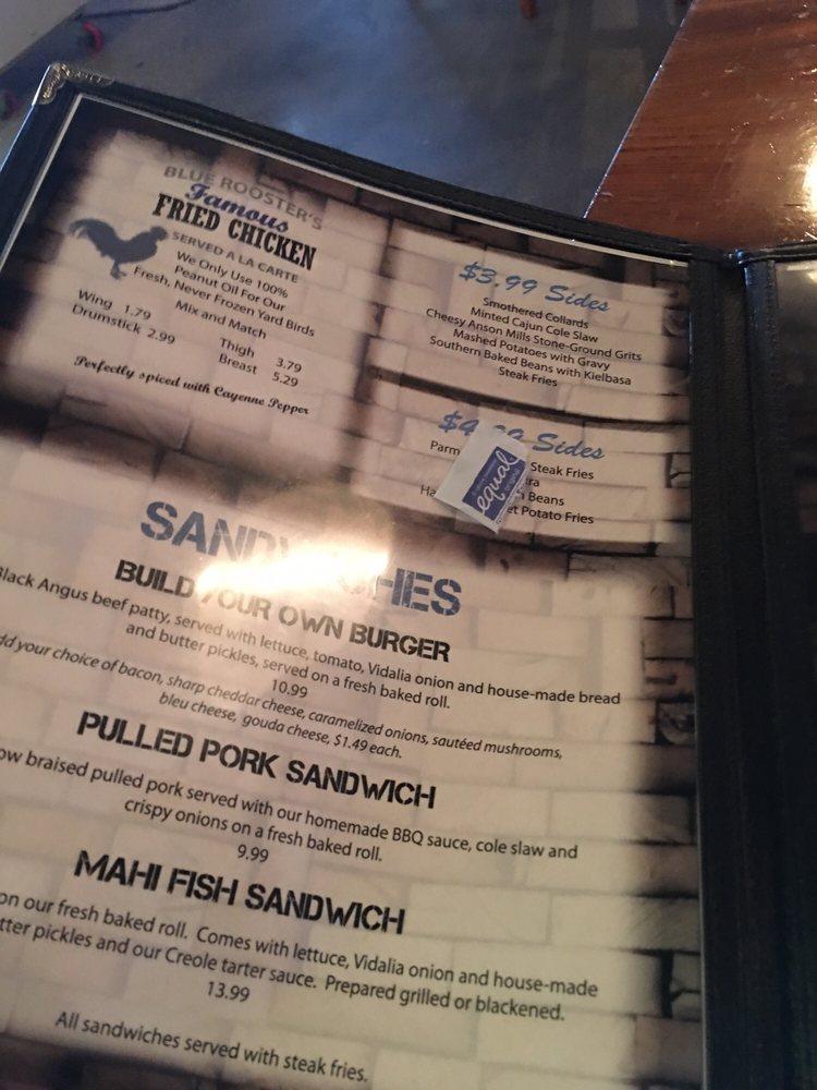 Menu at The Blue Rooster pub & bar, Sarasota