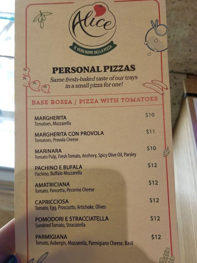 Menu at Alice Pizza and Restaurant (Locust Street), Philadelphia, 235 S ...