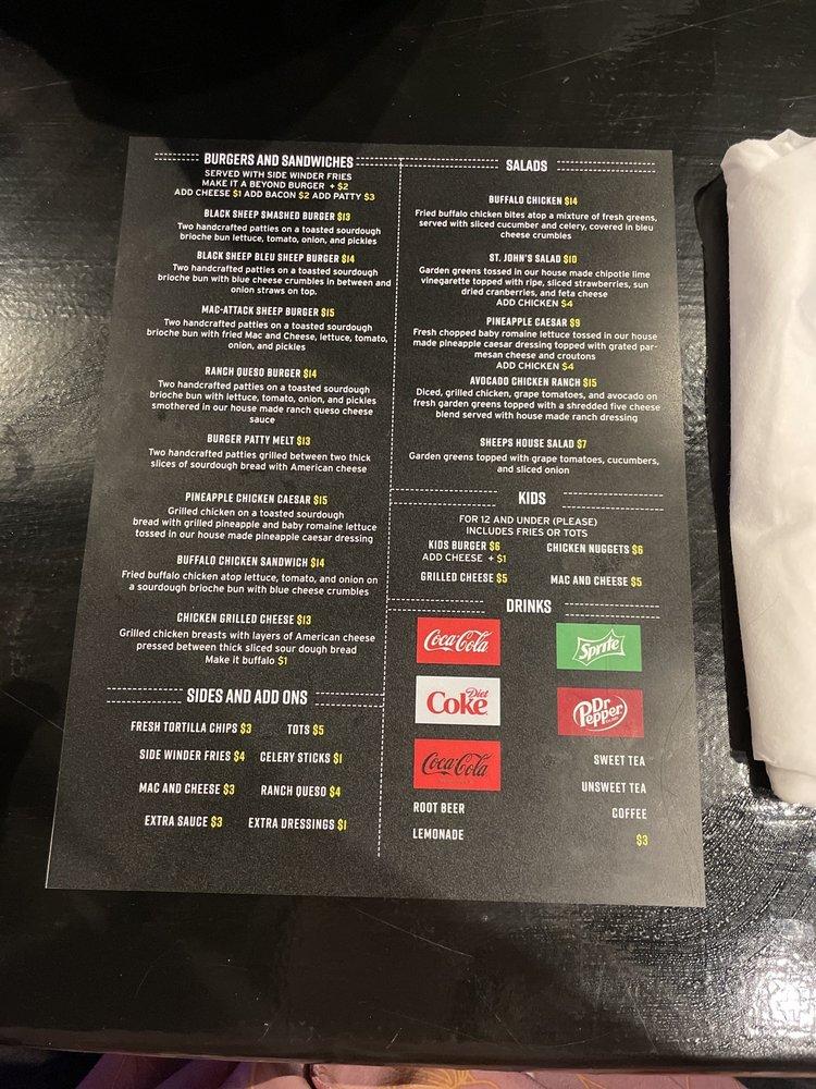 Menu at Black Sheep Tavern and Sports Pub, Pensacola