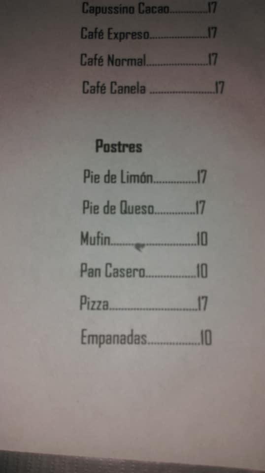 Menu at Café Rous, Teocaltiche