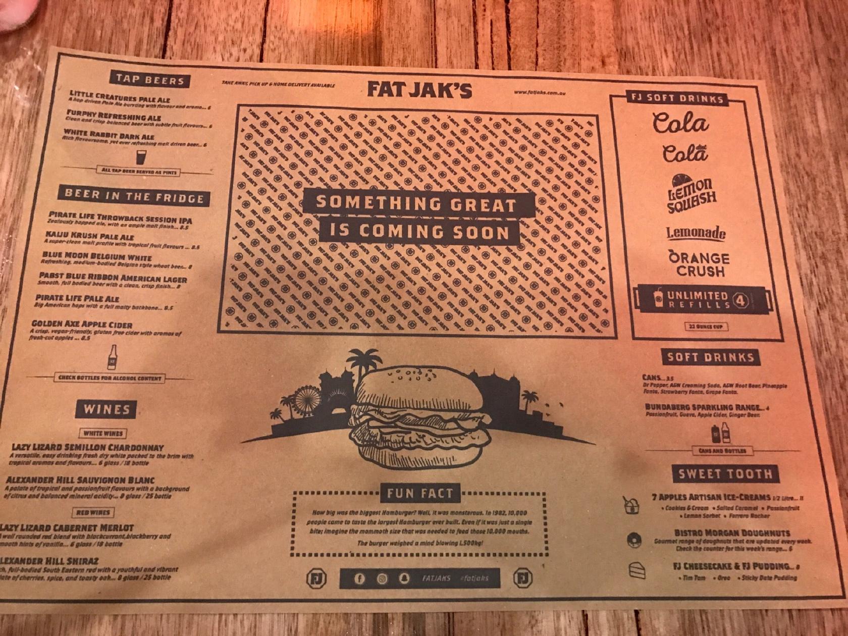 Menu at Fat Jak's - St Kilda pub & bar, Saint Kilda