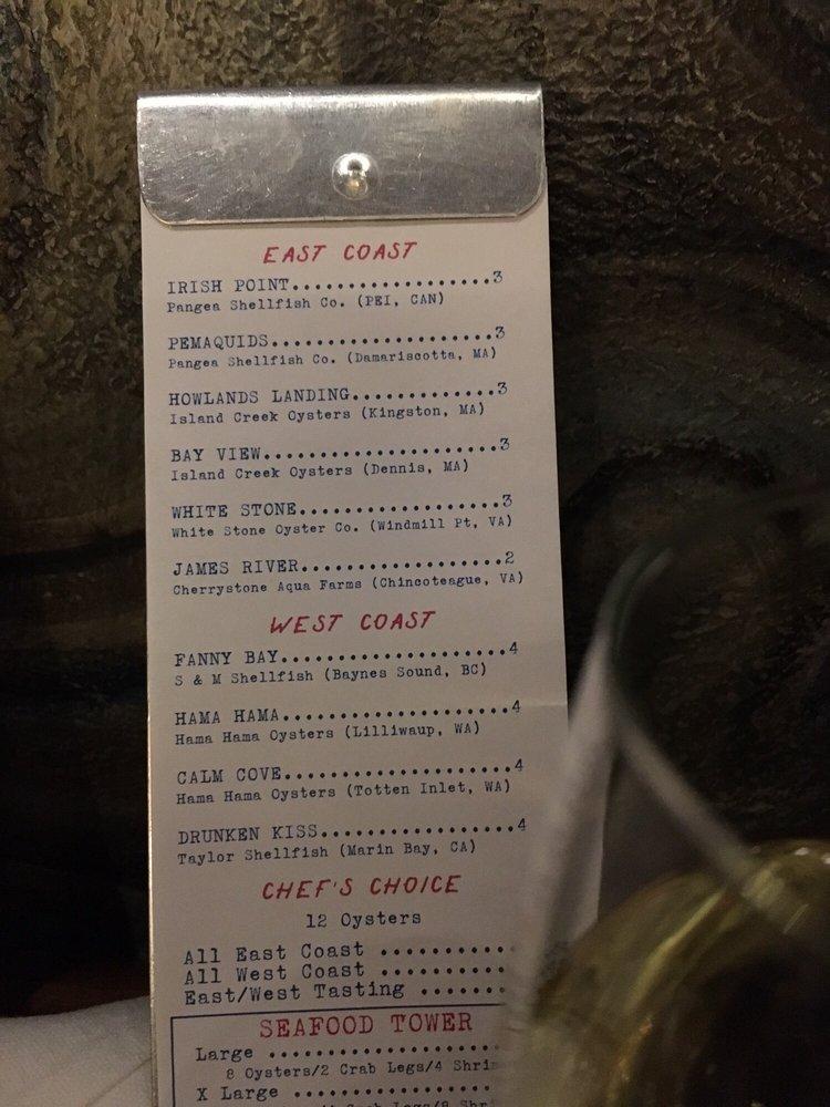 Menu at Muddy Waters Oyster Bar, Pittsburgh