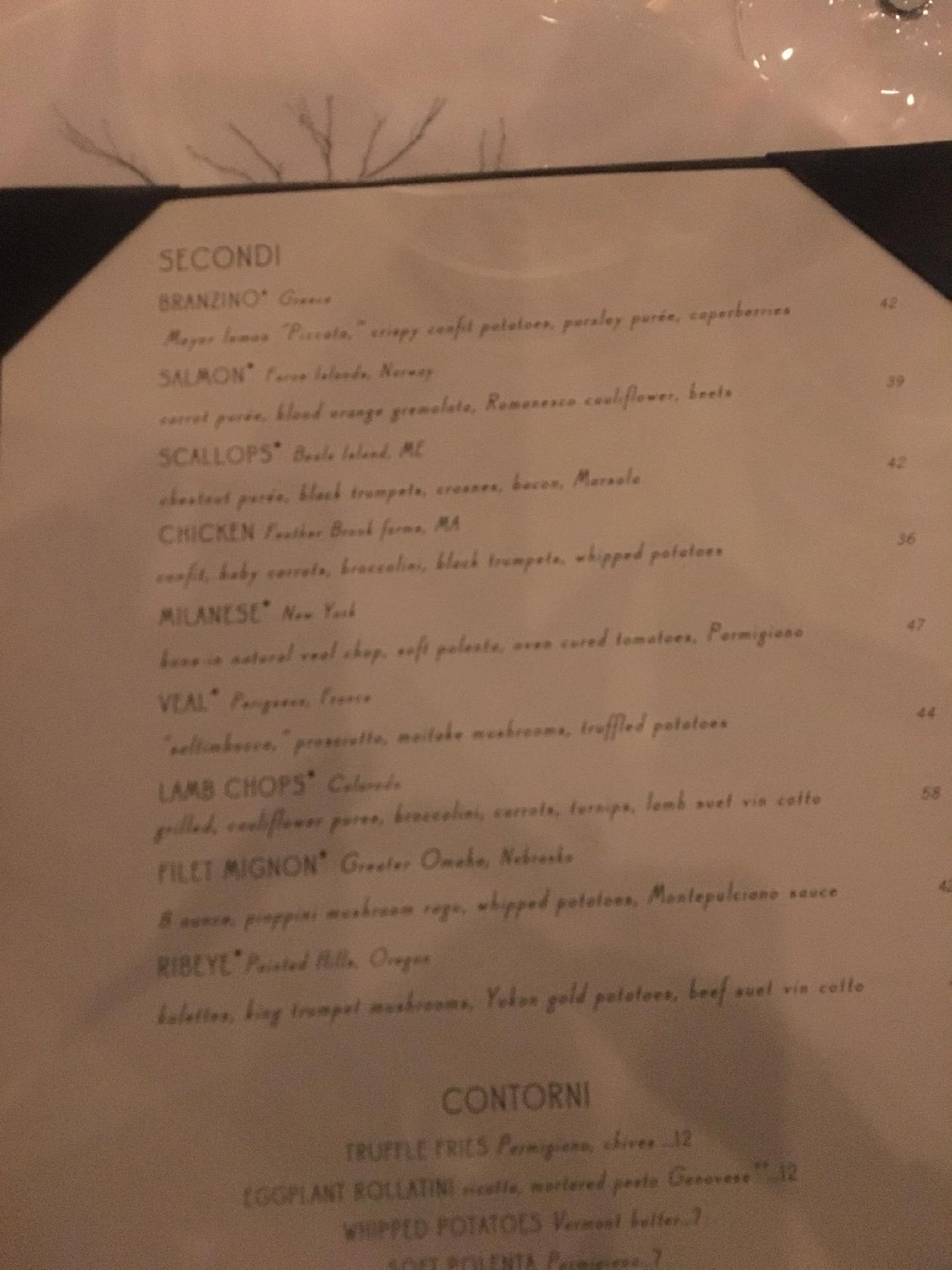Menu at Sorellina pub & bar, Boston