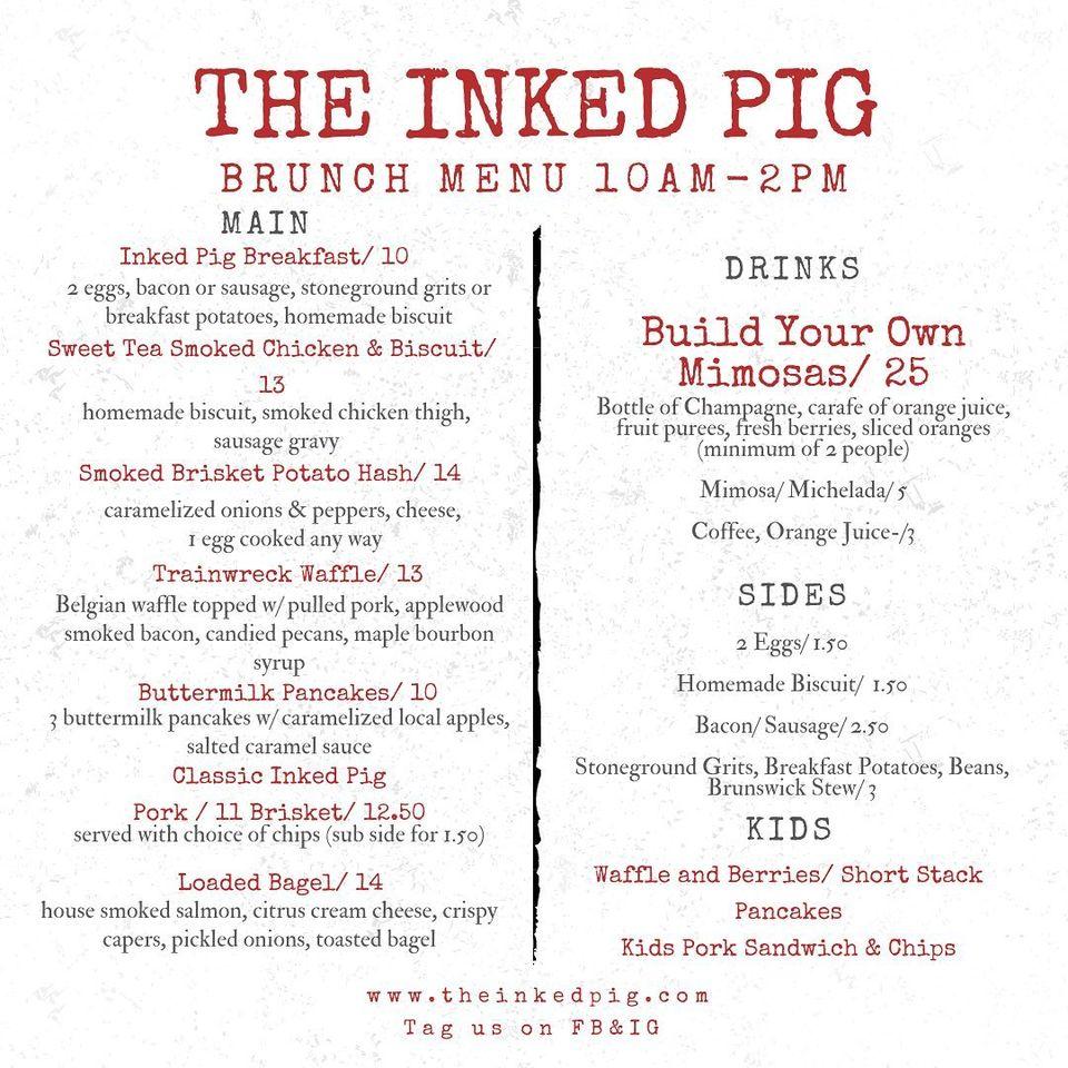 Carta de barbacoa THE INKED PIG, Gainesville
