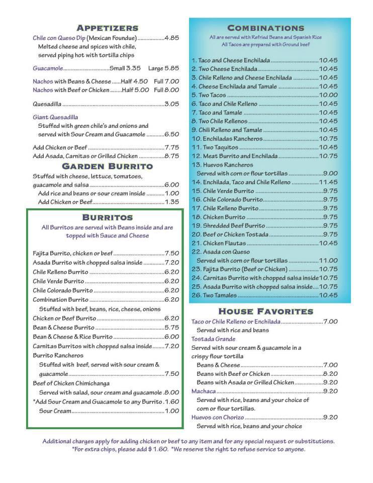 Menu at Casa de Lago restaurant, Ojai