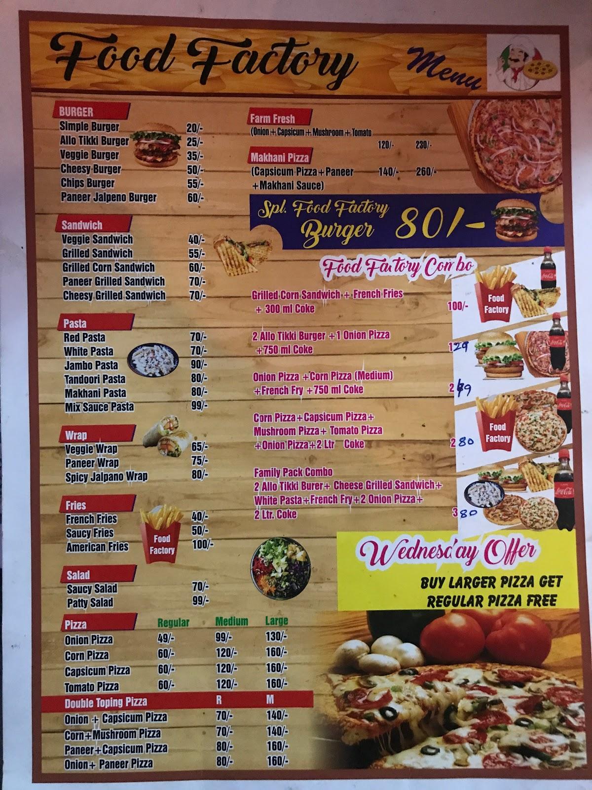 Menu at Food factory baran, patiala, Baran