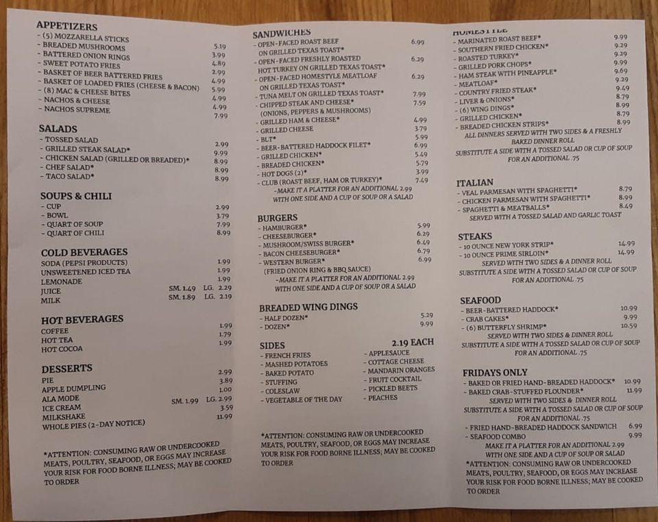 Menu at Graystone Homestyle Restaurant, Johnstown