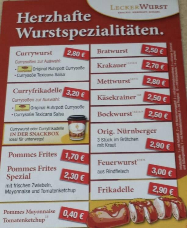 Speisekarte von Lecker Wurst Imbiss pub & Bar, Duisburg, 6