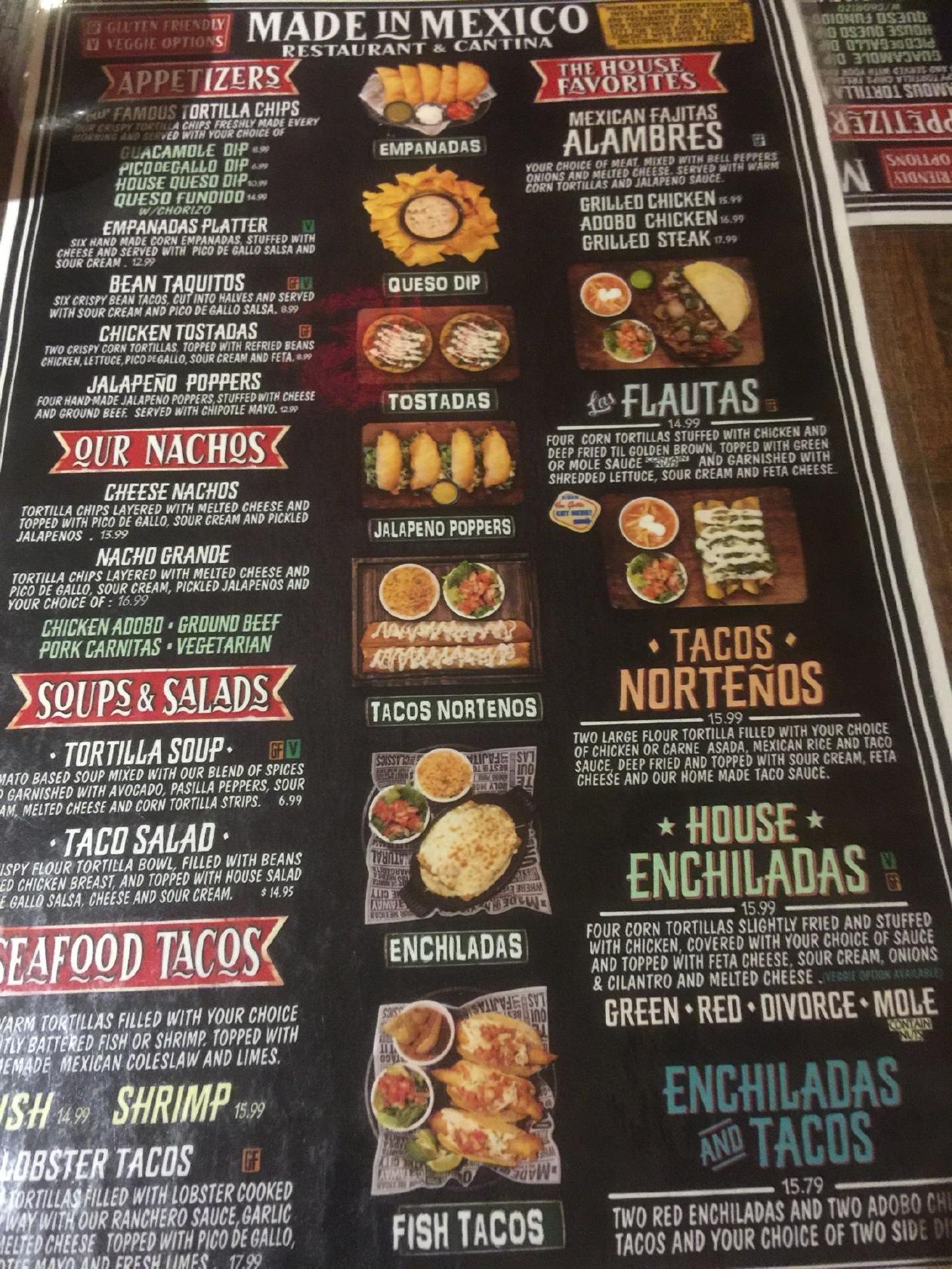 Menu at Made In Mexico Newmarket restaurant, Newmarket, 179 Main St S