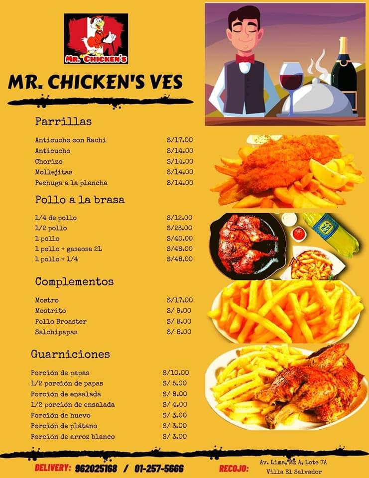 Menu at Mr. Chicken's VES. restaurant, Peru