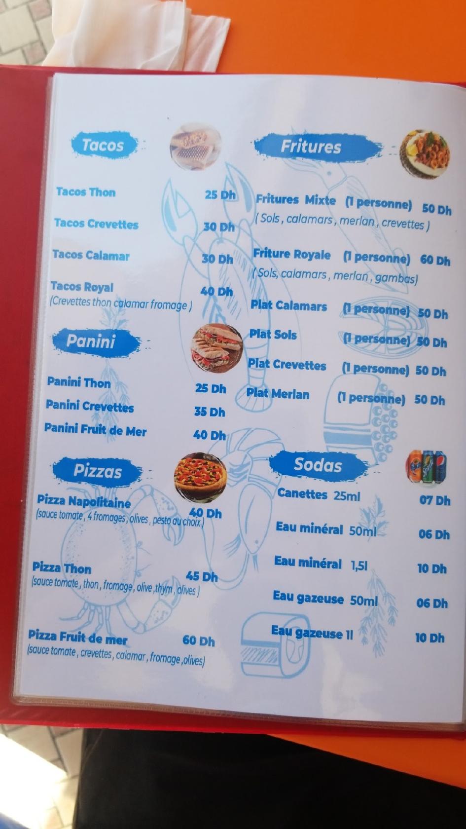 Menu at SALAM FISH HOUSE restaurant, Agadir