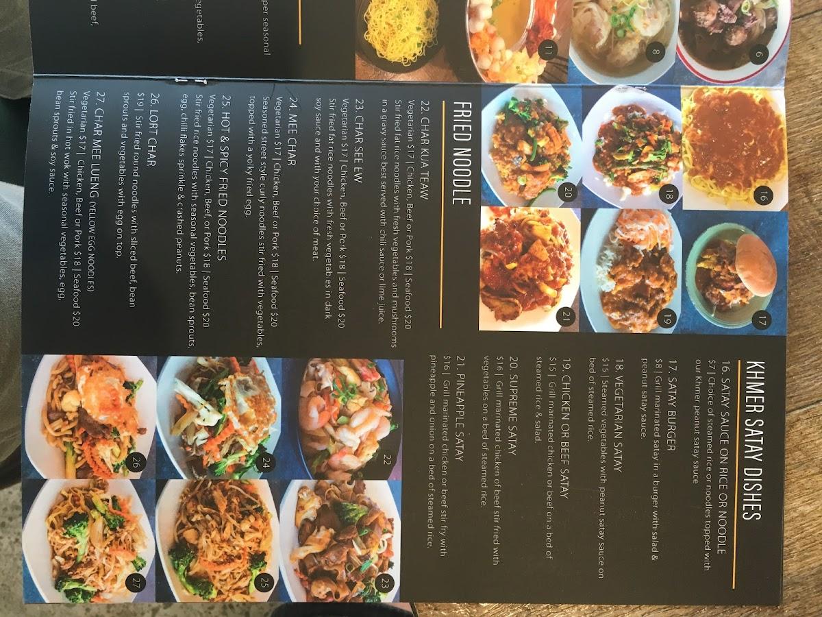 Menu at Khmer Cambodian Cuisine restaurant, Christchurch
