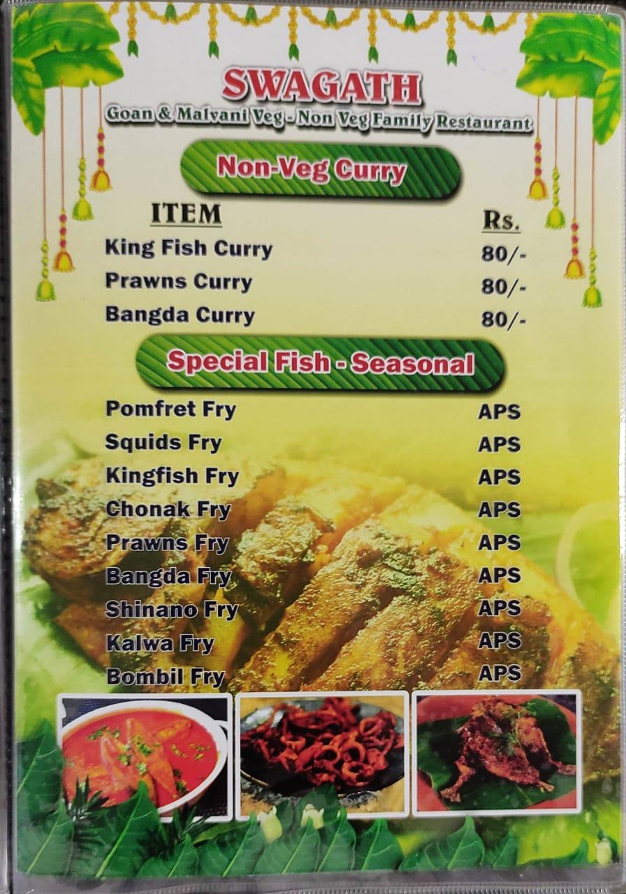 Menu at SWAGATH Goan & Malvani Veg & Non-Veg Family Restaurant, Ponda