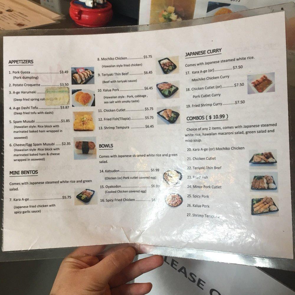 Menu at Aloha Japanese Bento restaurant, Syracuse