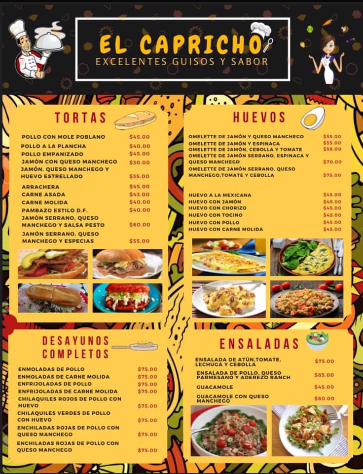 Menu at El Capricho Bonfileño fast food, Alfredo V. Bonfil