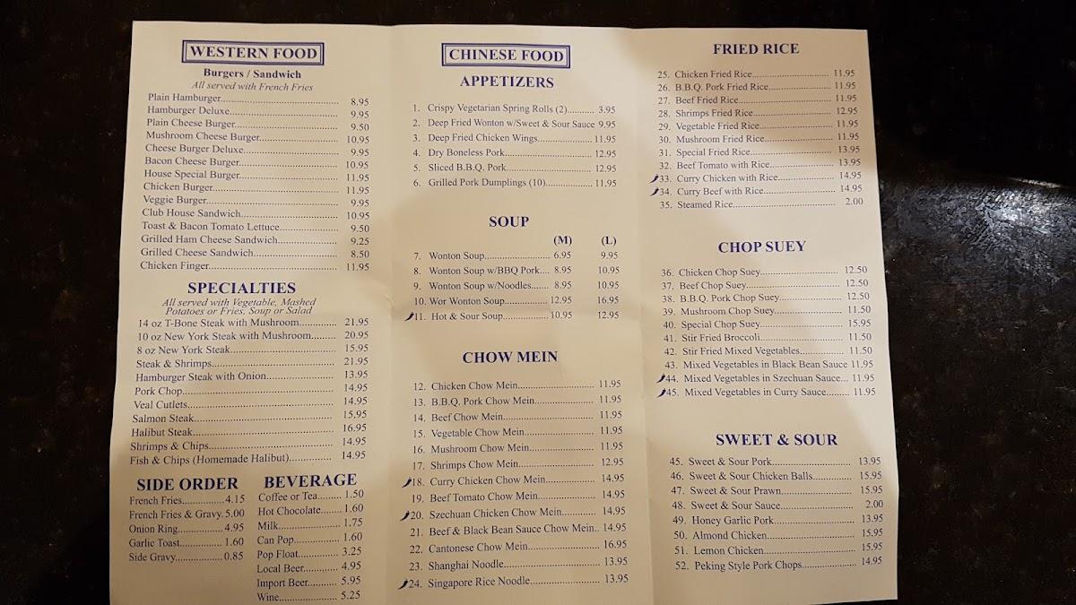 Menu at Gary's Kitchen restaurant, Tofino