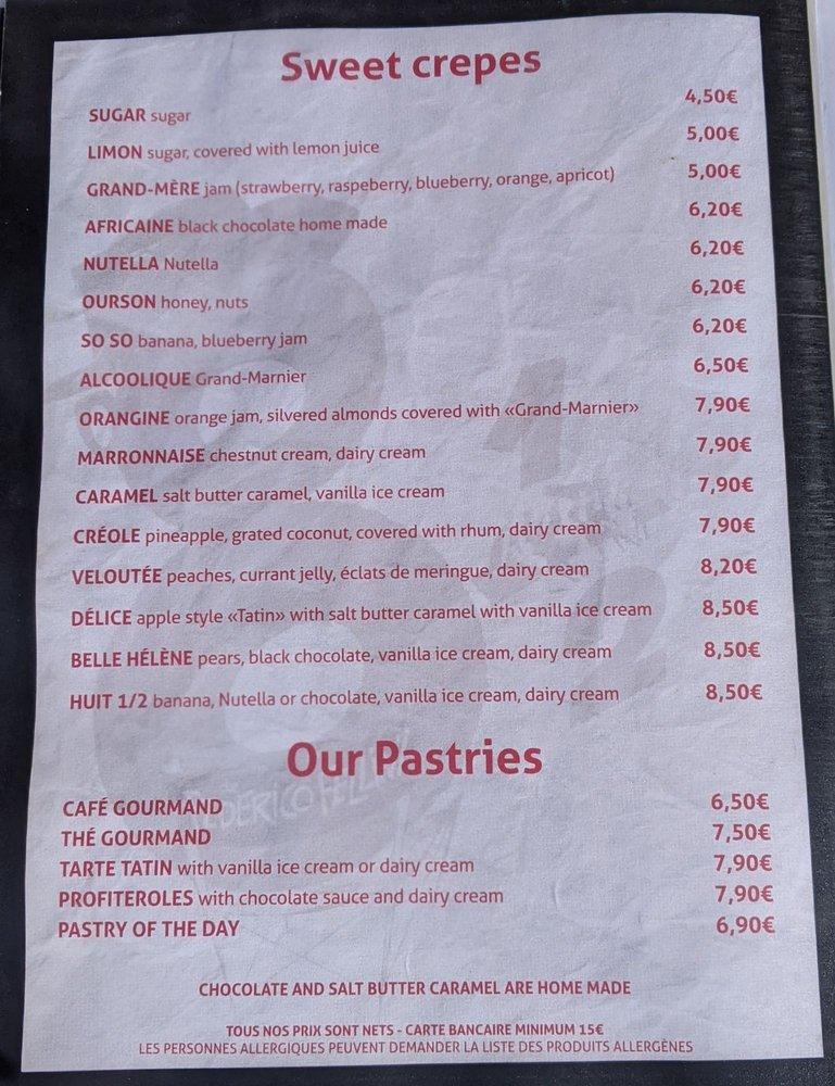 Menu au Le 8 et Demi restaurant, Cassis