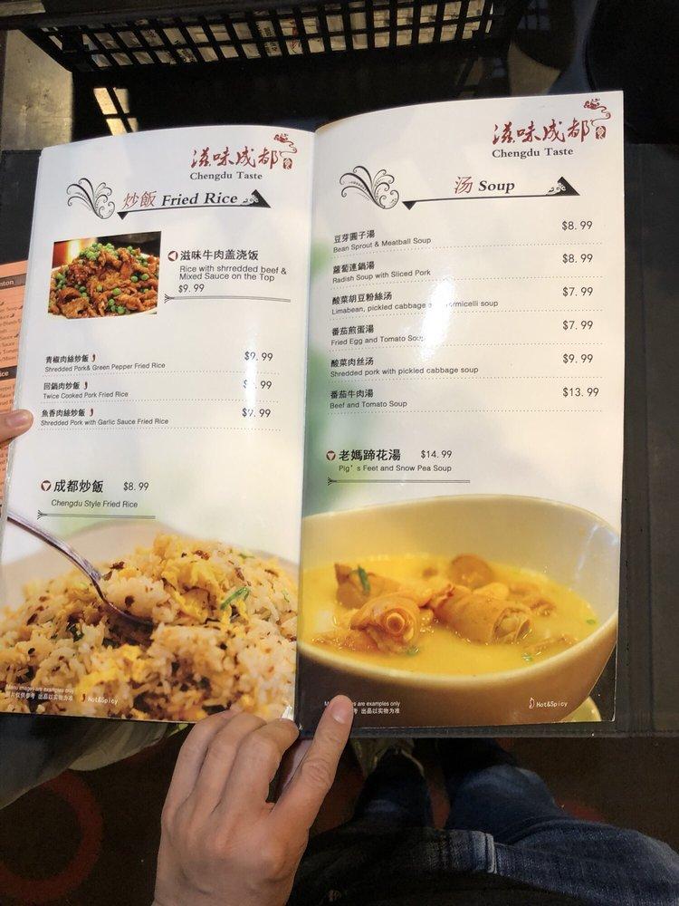 Menu at Chengdu Taste restaurant, Alhambra