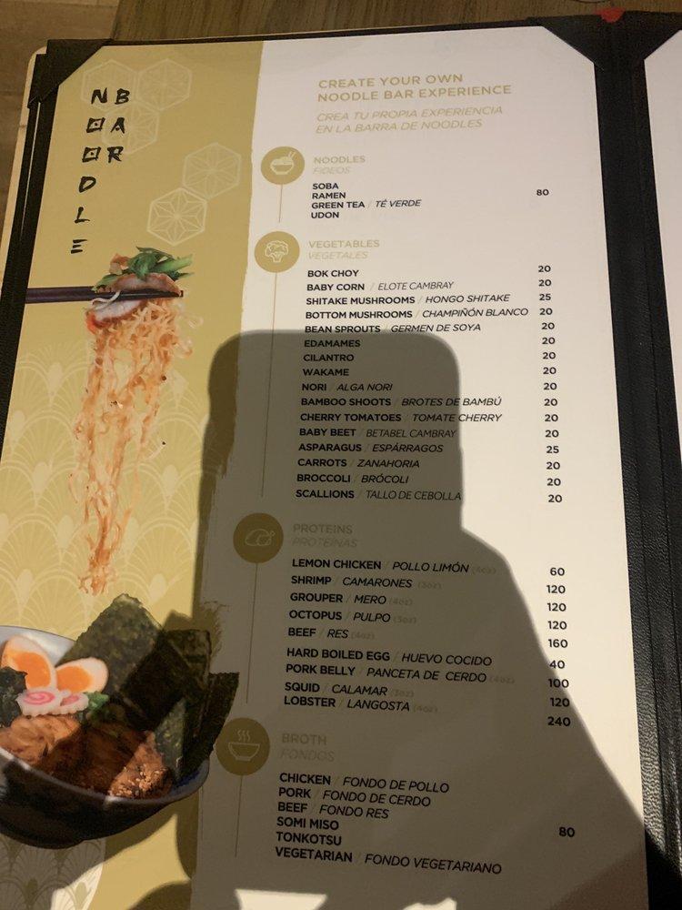 Menu at Kasai Izakaya & Ramen Noodle Bar, Cancún