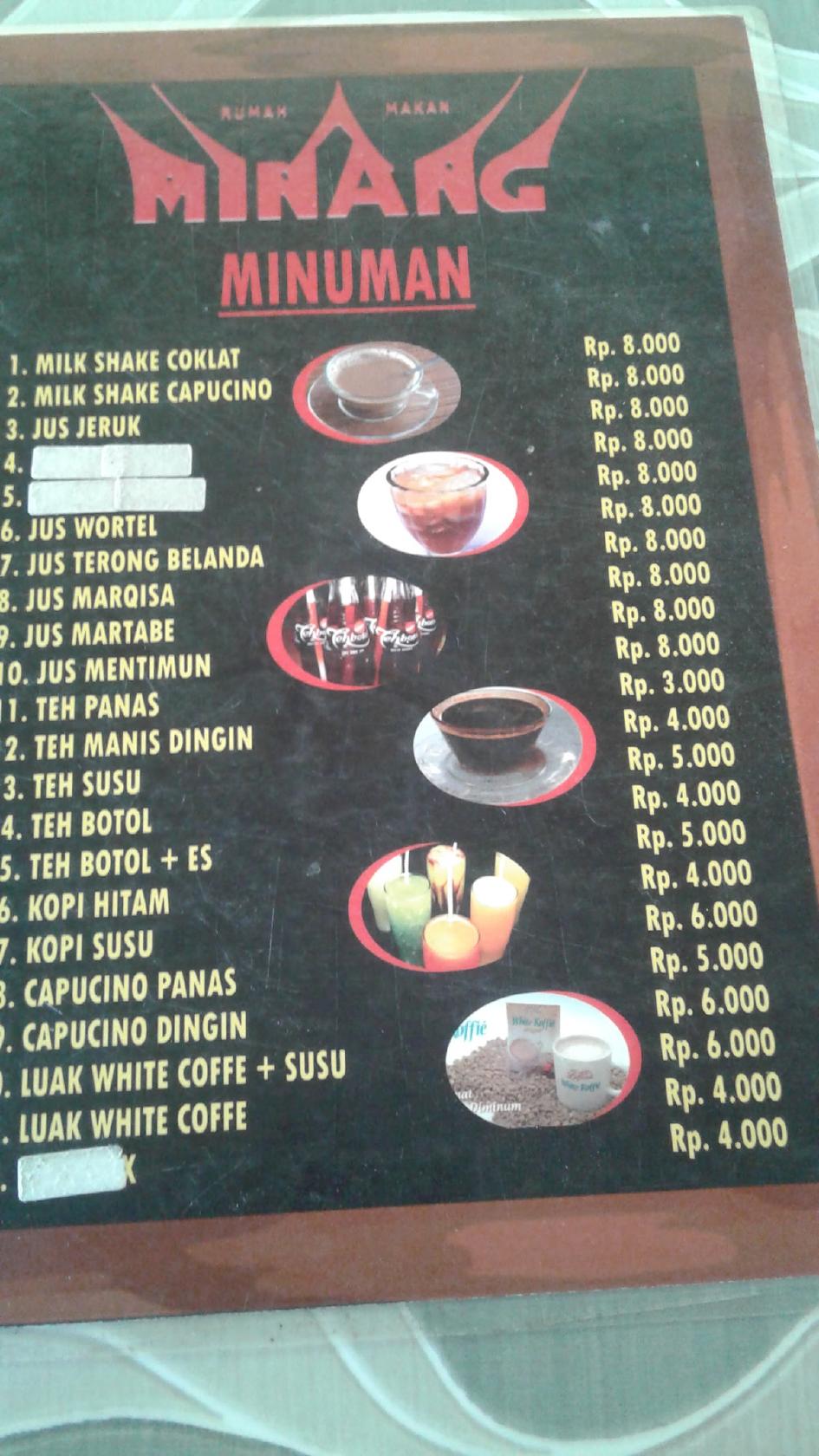 Menu at RM.MINANG SPESIAL AYAM JINGKRAK restaurant, Lubuk Pakam
