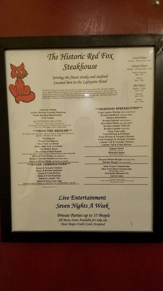 Menu at Red Fox Room and Steakhouse, San Diego