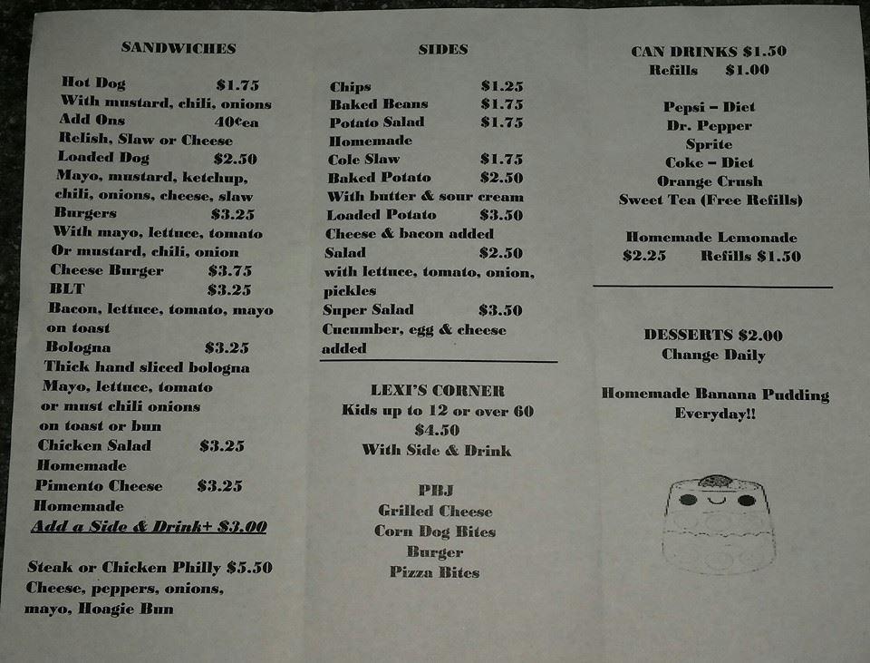 Menu at 2 Broke Girlz Cafe, Lyman