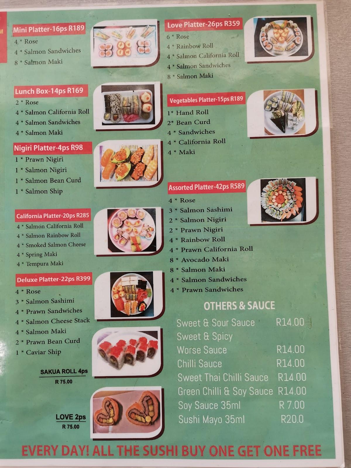 Menu at Fly Dragon restaurant, Rustenburg