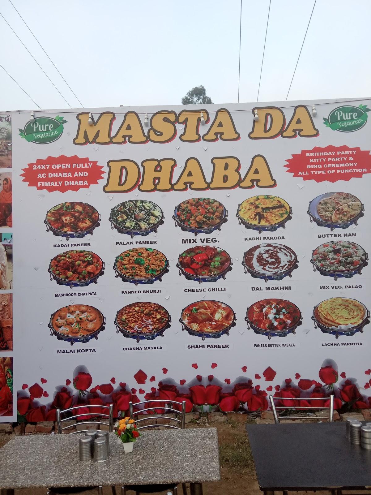 Menu at Masta Da Dhaba, Gholu Majra