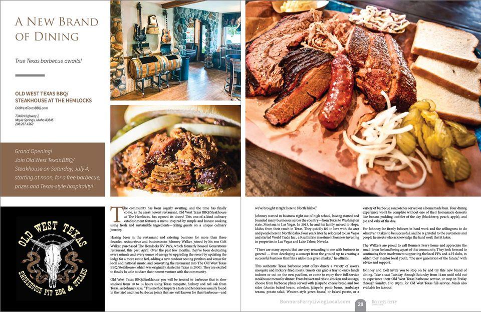 Carta de Old West Texas BBQ, Estados Unidos