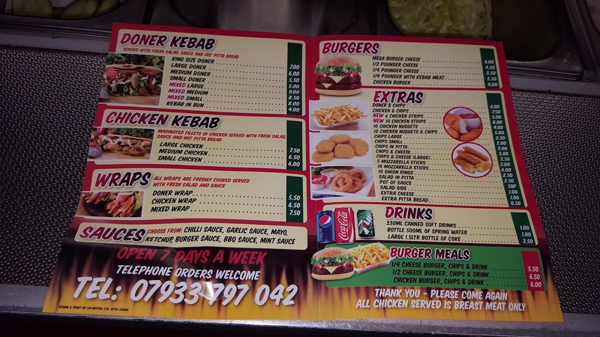 Menu at Southmoor Kebab Van, Southmoor